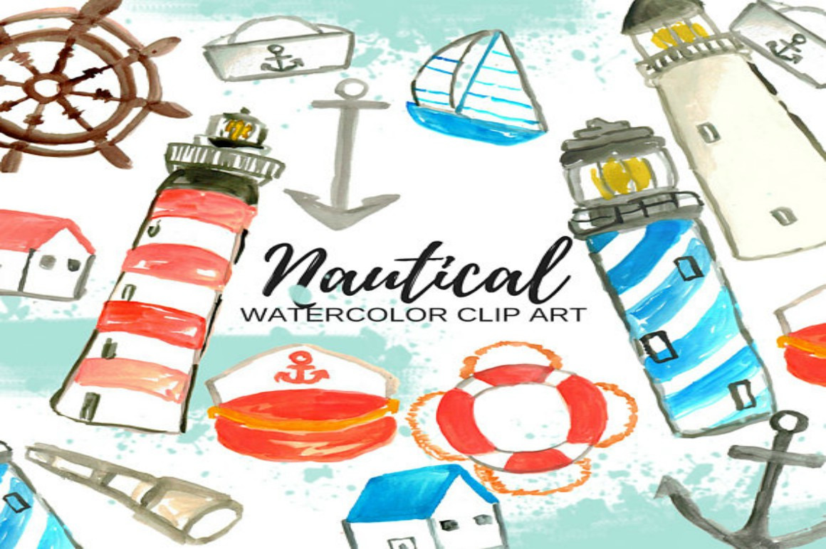 Watercolor Nautical Clip Art, an Illustration by Writelovely