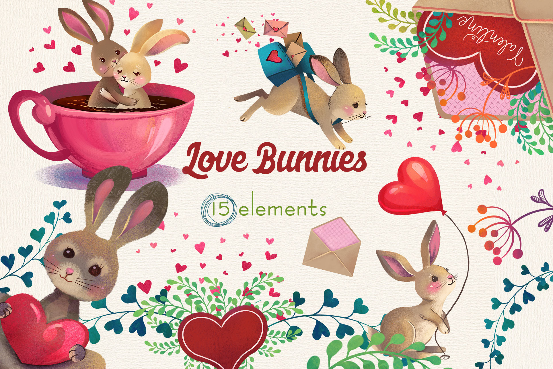 Cute Bunny Love clipart, an Illustration by Drumla