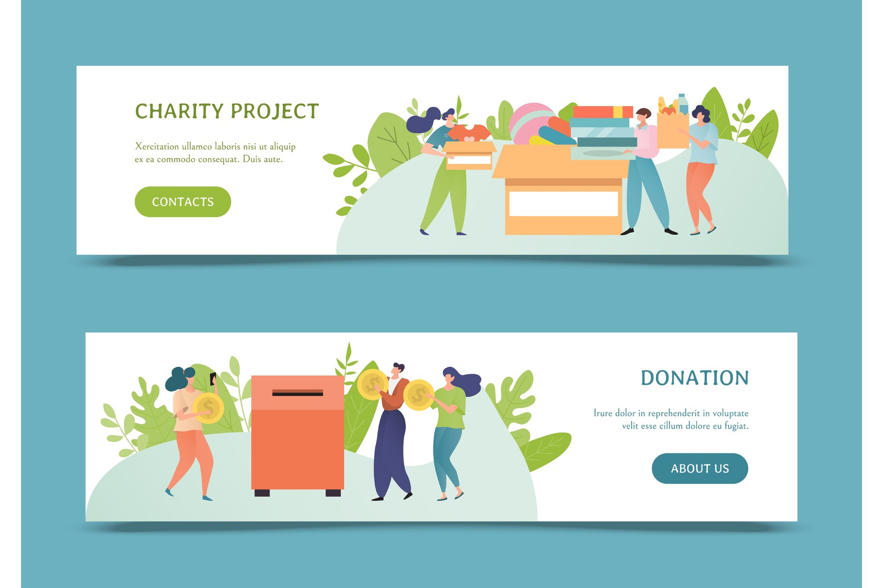 Donation, charity poster banner, a Person Illustration by VectorsBang