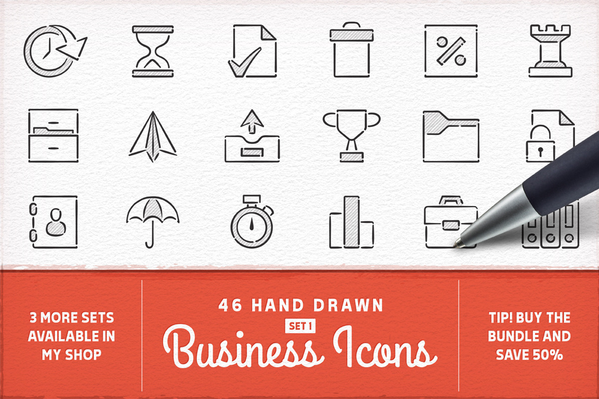 Hand Drawn Business Icons - Set 1, an Icon by Mera Pixels