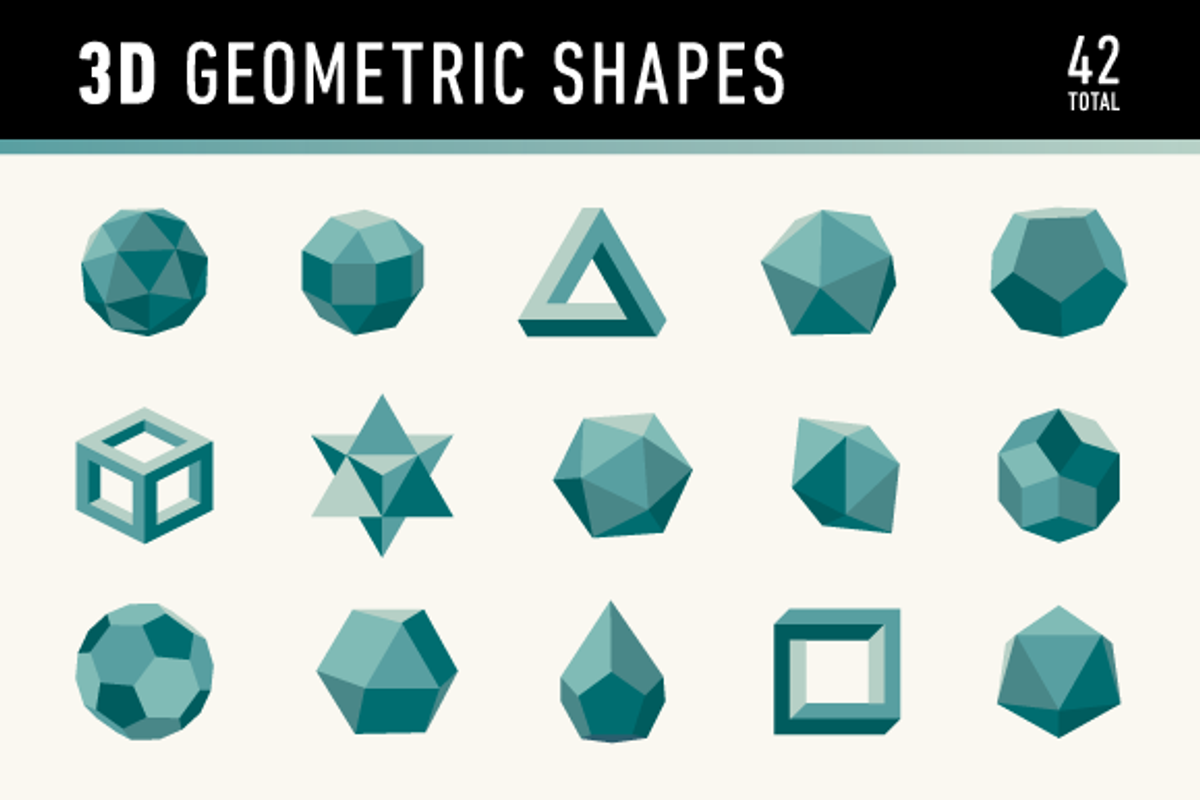 3D Geometric Shapes, a Graphic by Alex Roka