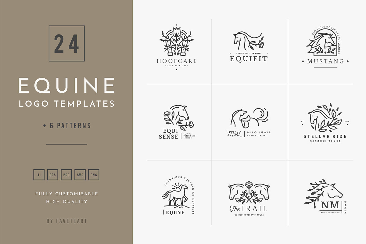 24 EQUINE LOGOS | fully editable, a Branding & Logo Template by Favete ...