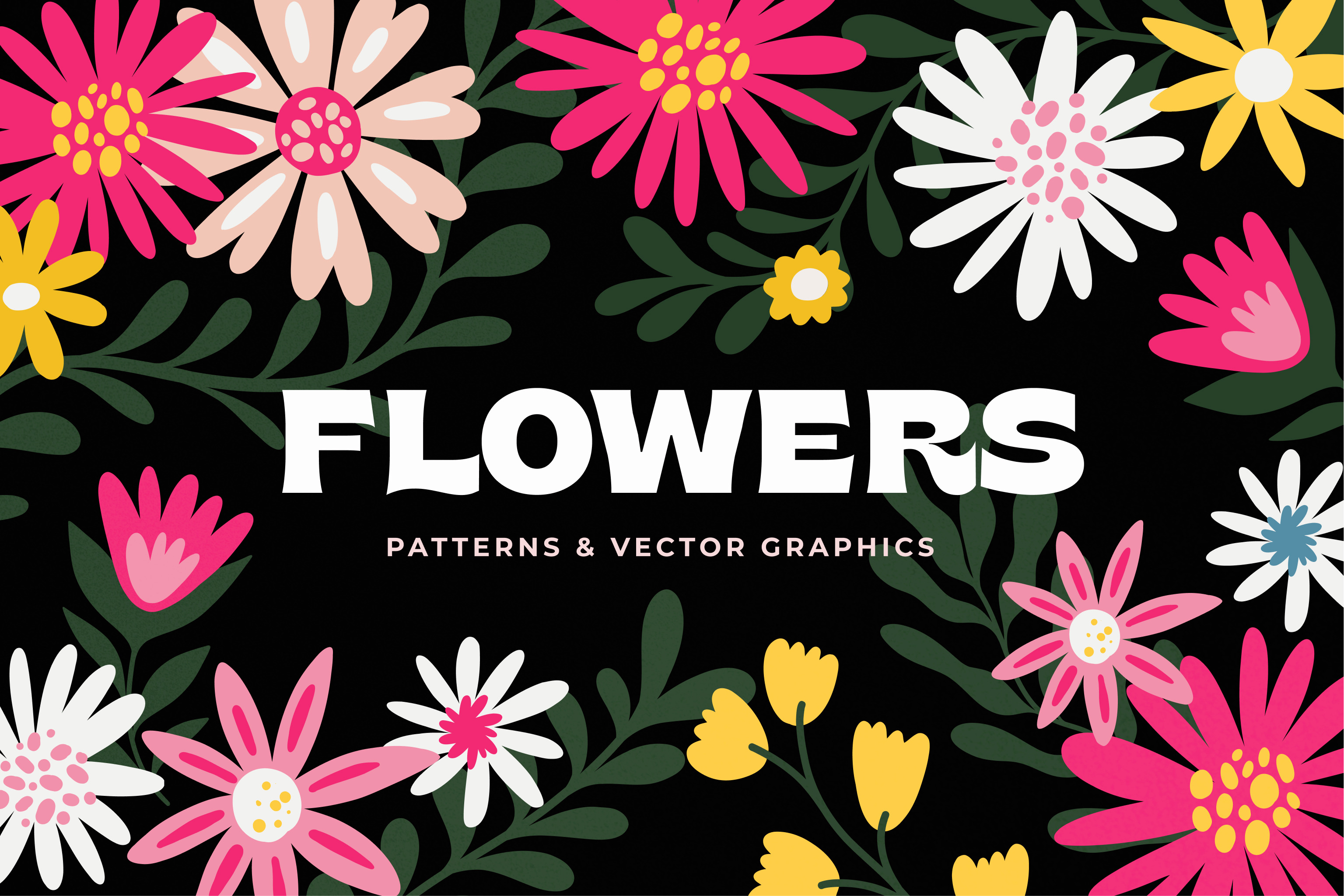 FLOWERS patterns & graphics + BONUS, a Decorative Illustration by Marie ...