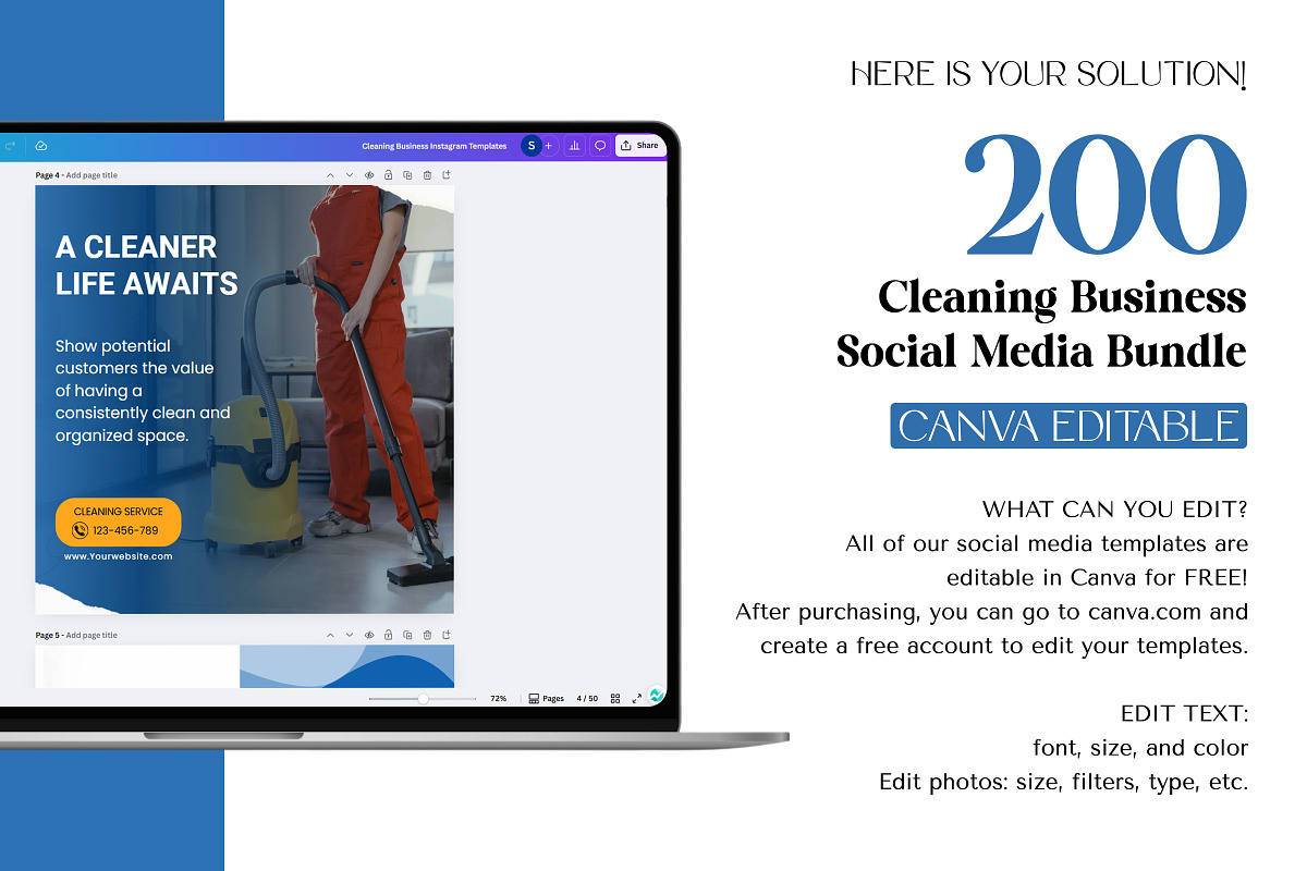 Cleaning Business Canva Bundle, a Social Media Template by Snapybiz