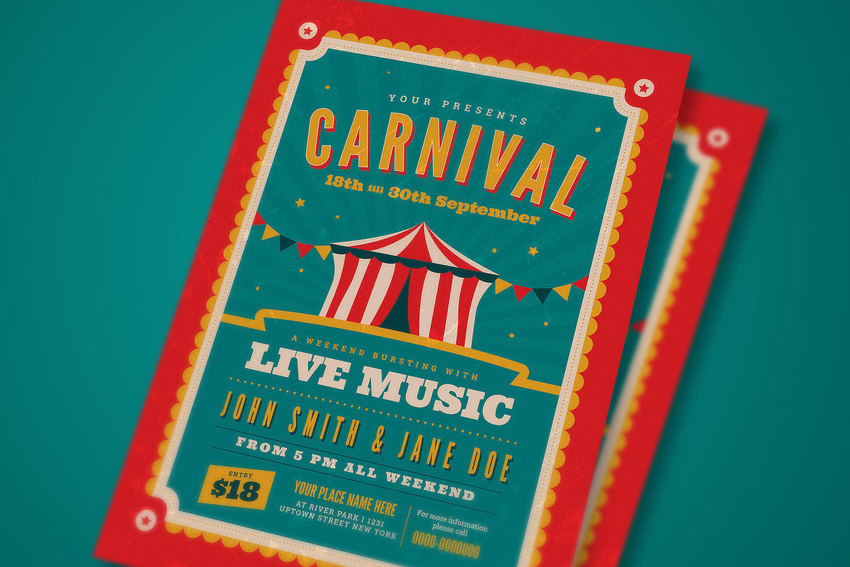Retro Carnival Event Flyer, a Flyer Template by Guuver