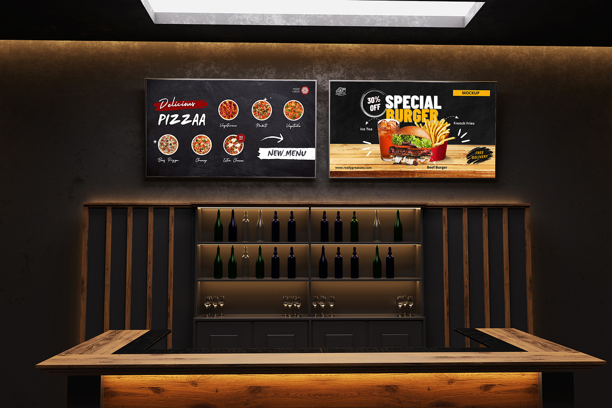 TV Screen Menu Mockup, a Wearable Device Mockup by Indah | Creative Market