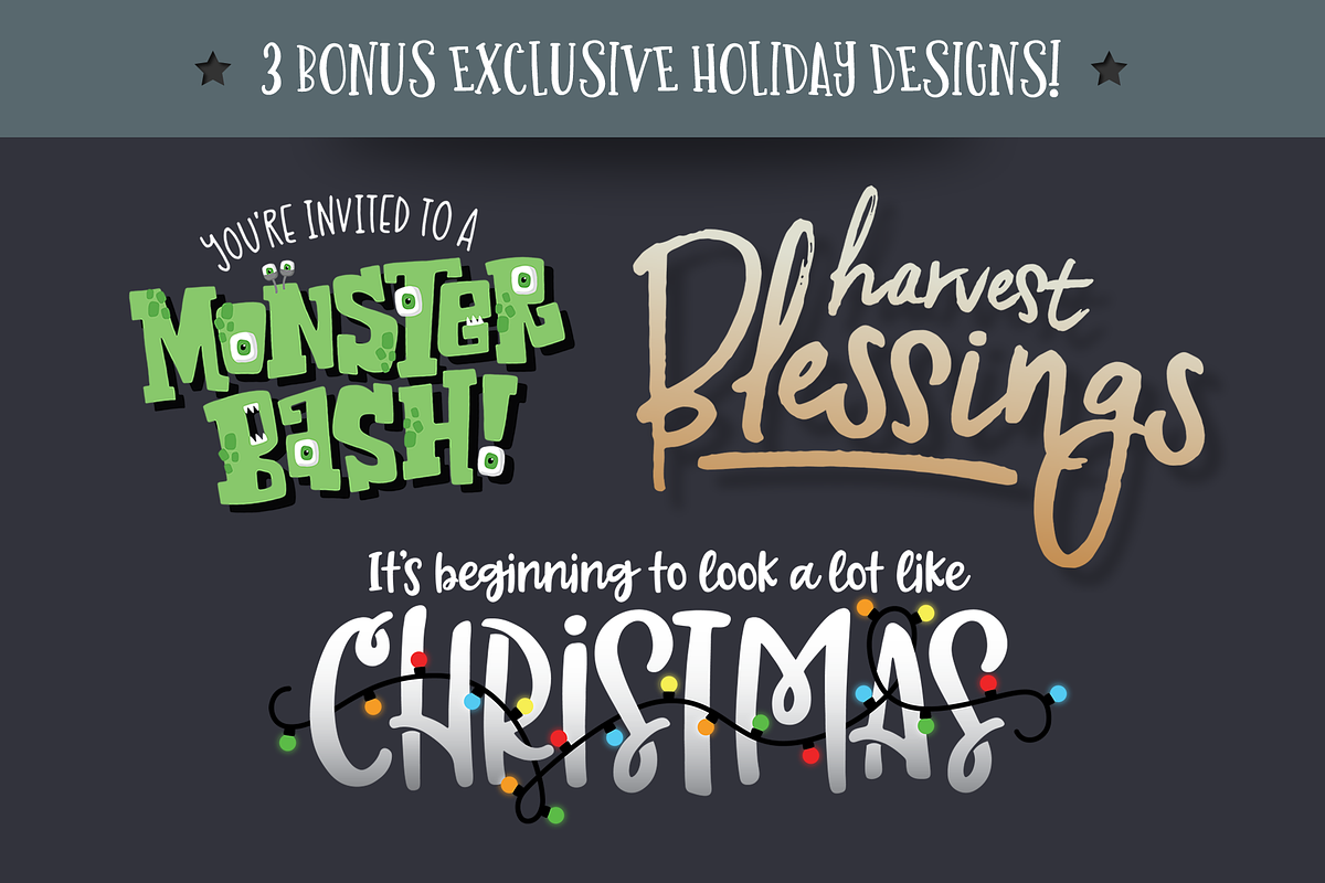 Holiday Font Pack, a Font by Denise Chandler
