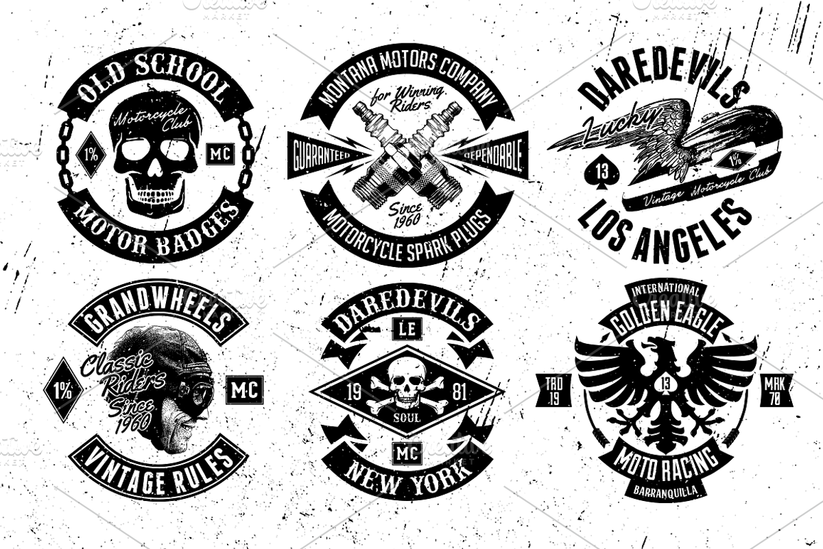 Old School Motor Badges, a Branding & Logo Template by Thundr Co.