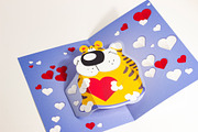 Tiger with Heart DIY Pop Up Card, a Card Template by Nuoka Creative
