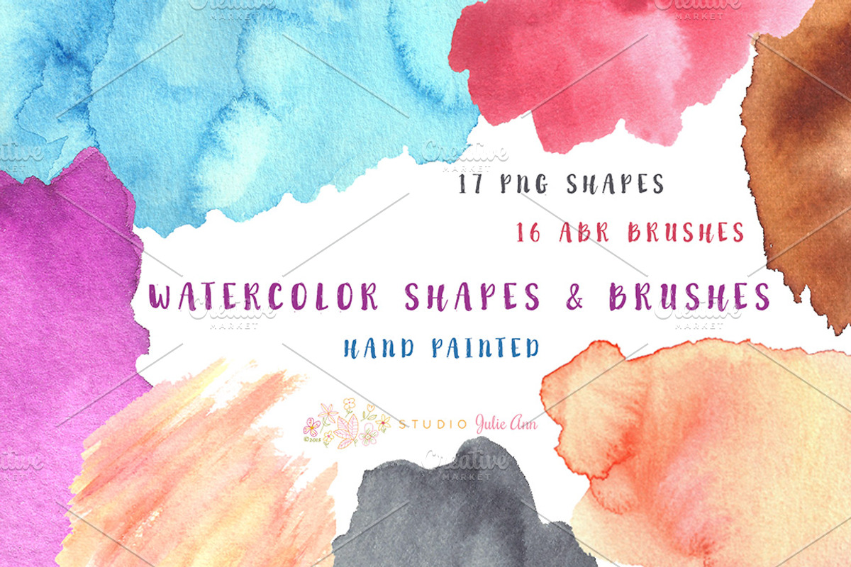 Watercolor Splotches Shapes Brushes, a Texture Graphic by Studio Julie Ann