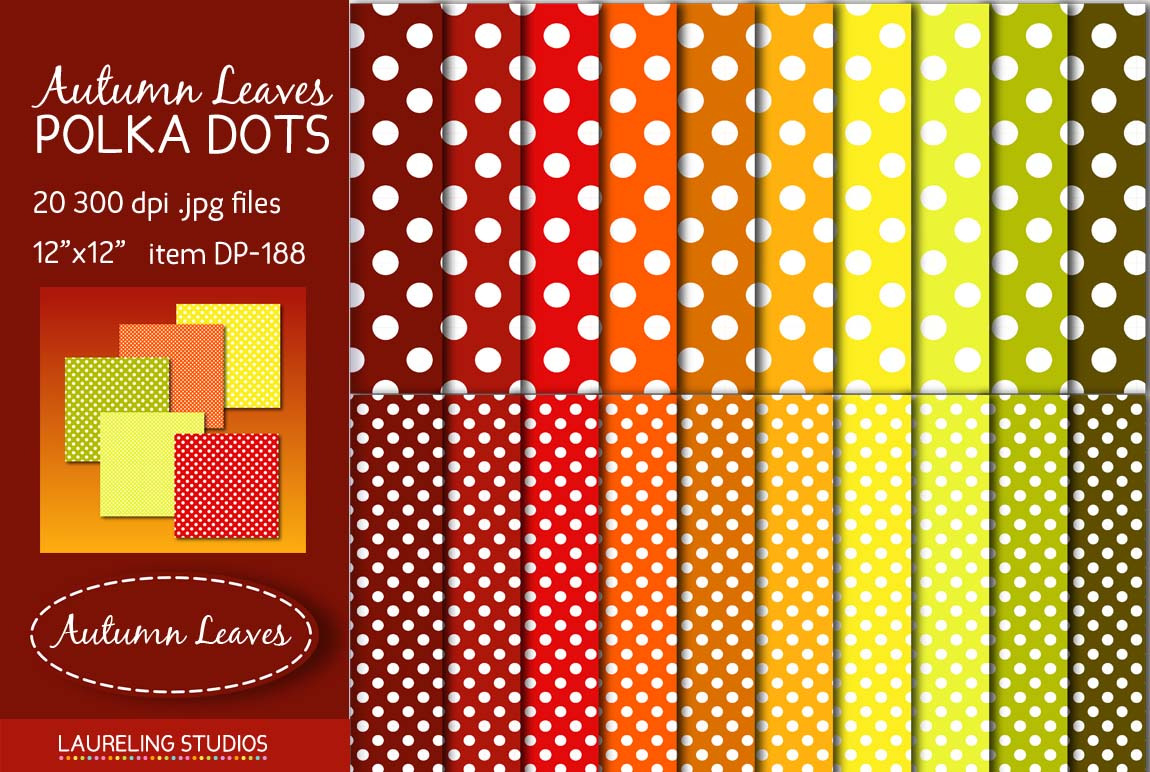 Autumn Leaves Polka Dot digital pape, a Pattern Graphic by Laureling ...