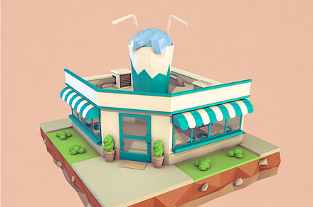Low Poly Burger Cafe, an Architecture 3D Model by Low Poly Lab