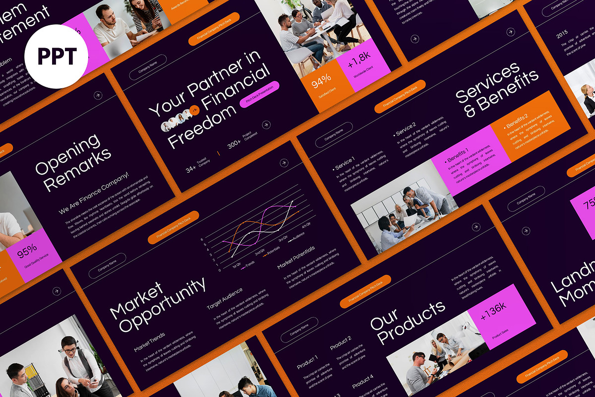 Orange Financial Company PPT, a Presentation Template by graphicook