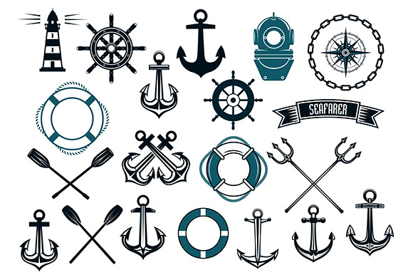 Nautical themed design elements, a Graphic by Vector Tradition