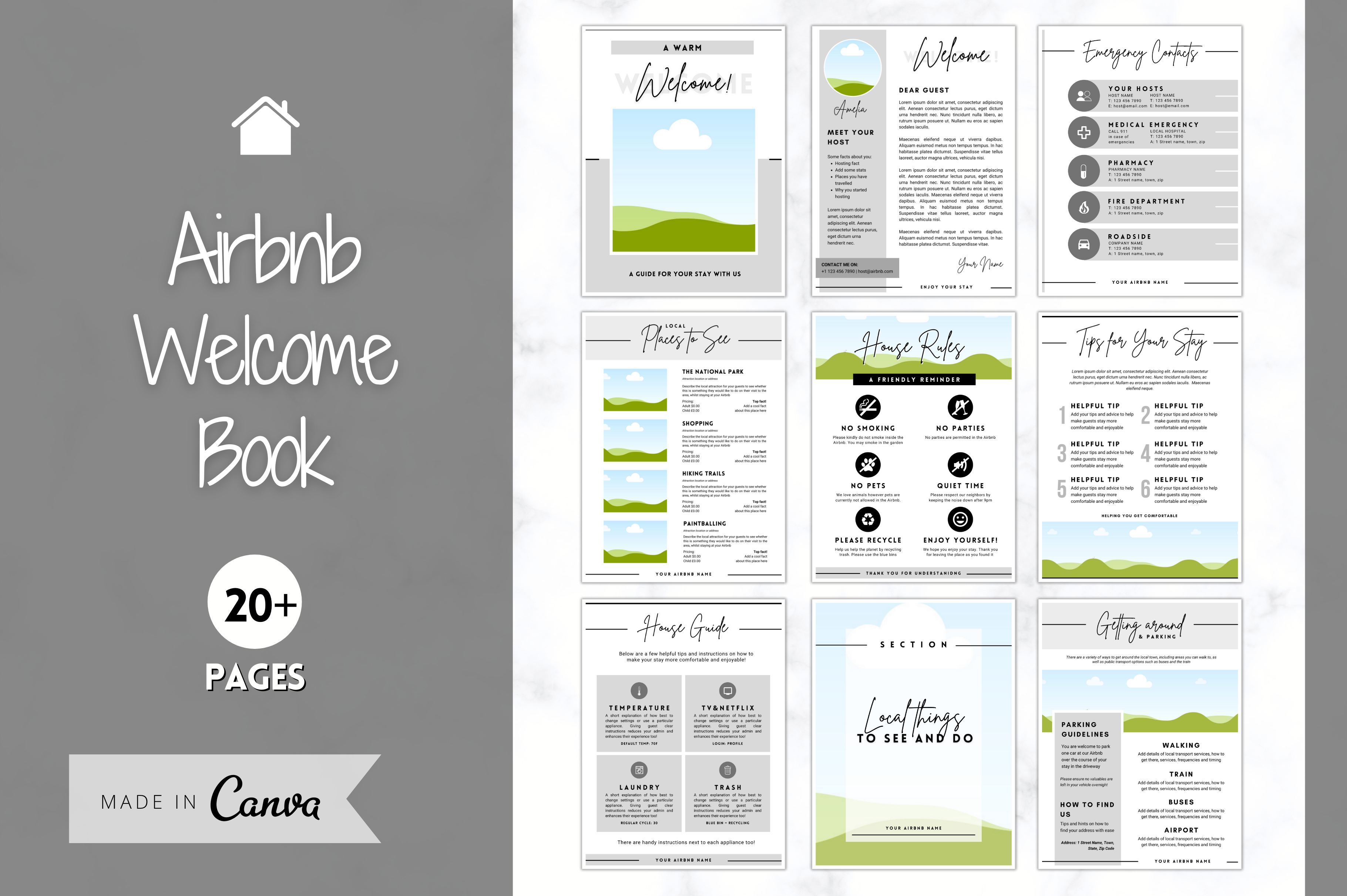 Airbnb Welcome Book Template - Over 20 pgs