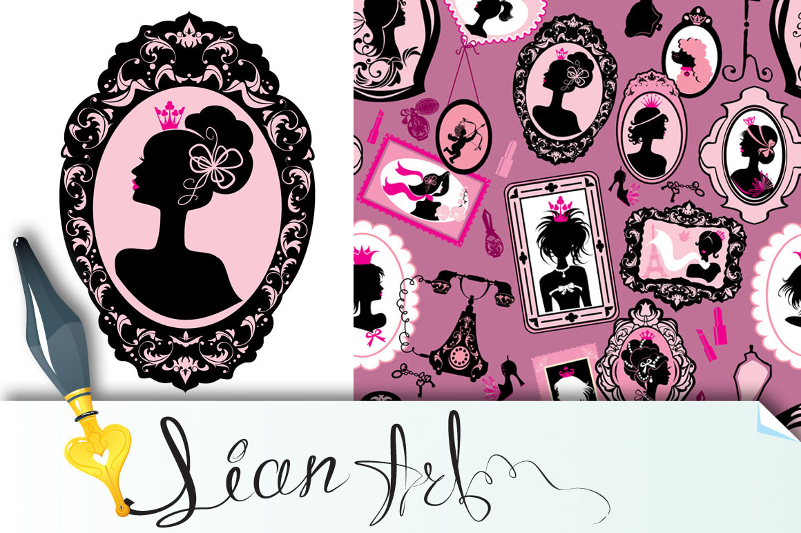 Glamour girl portraits, a Pattern Graphic by Lian-art | Creative Market