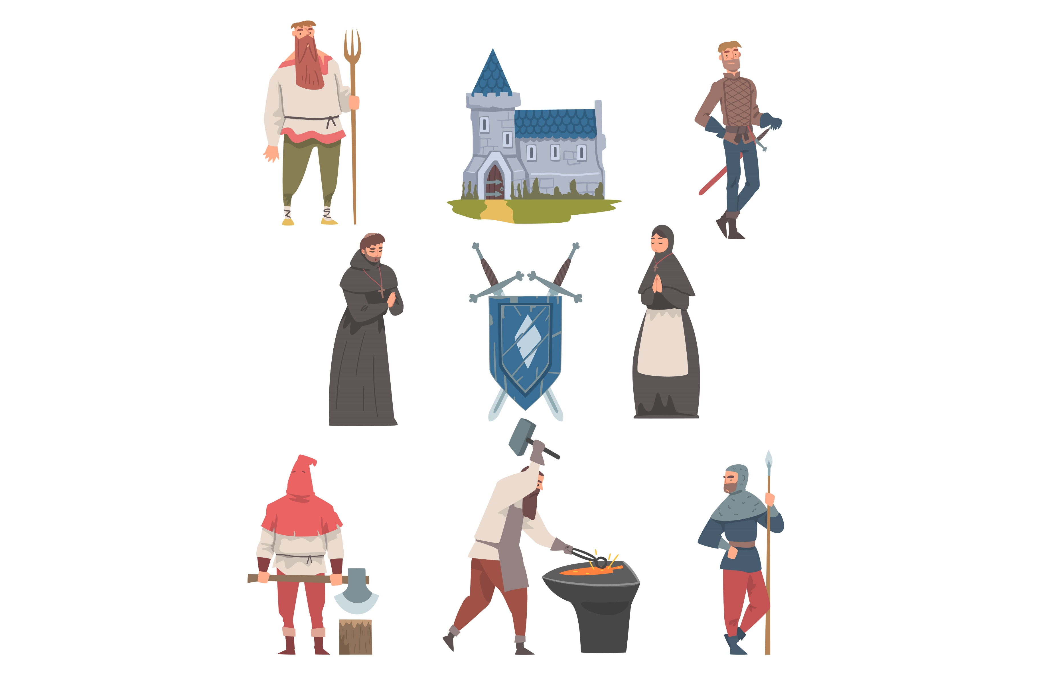 Middle Ages with Medieval People, a Person Illustration by TopVectors