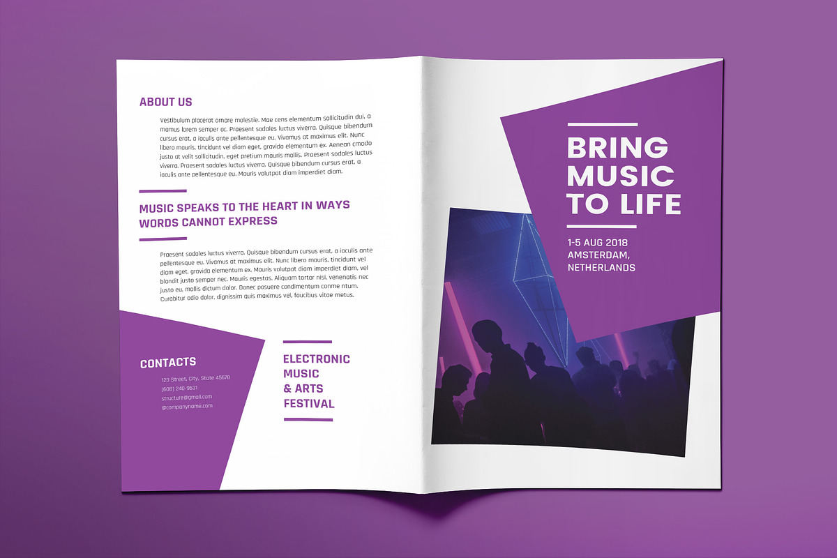 Music Festival Brochure Bifold, a Brochure Template by TemplatesNow!