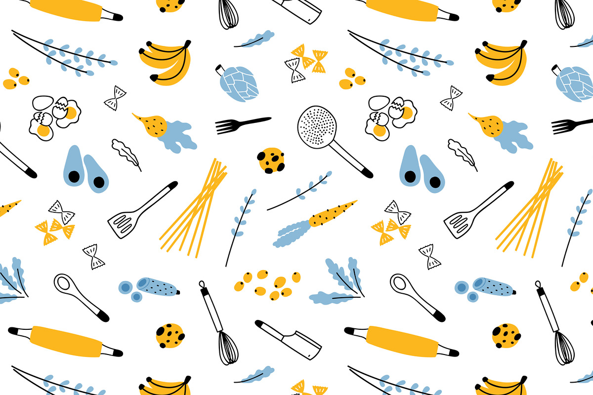 Big home cooking bundle, seamless, a Food Illustration by Good Studio