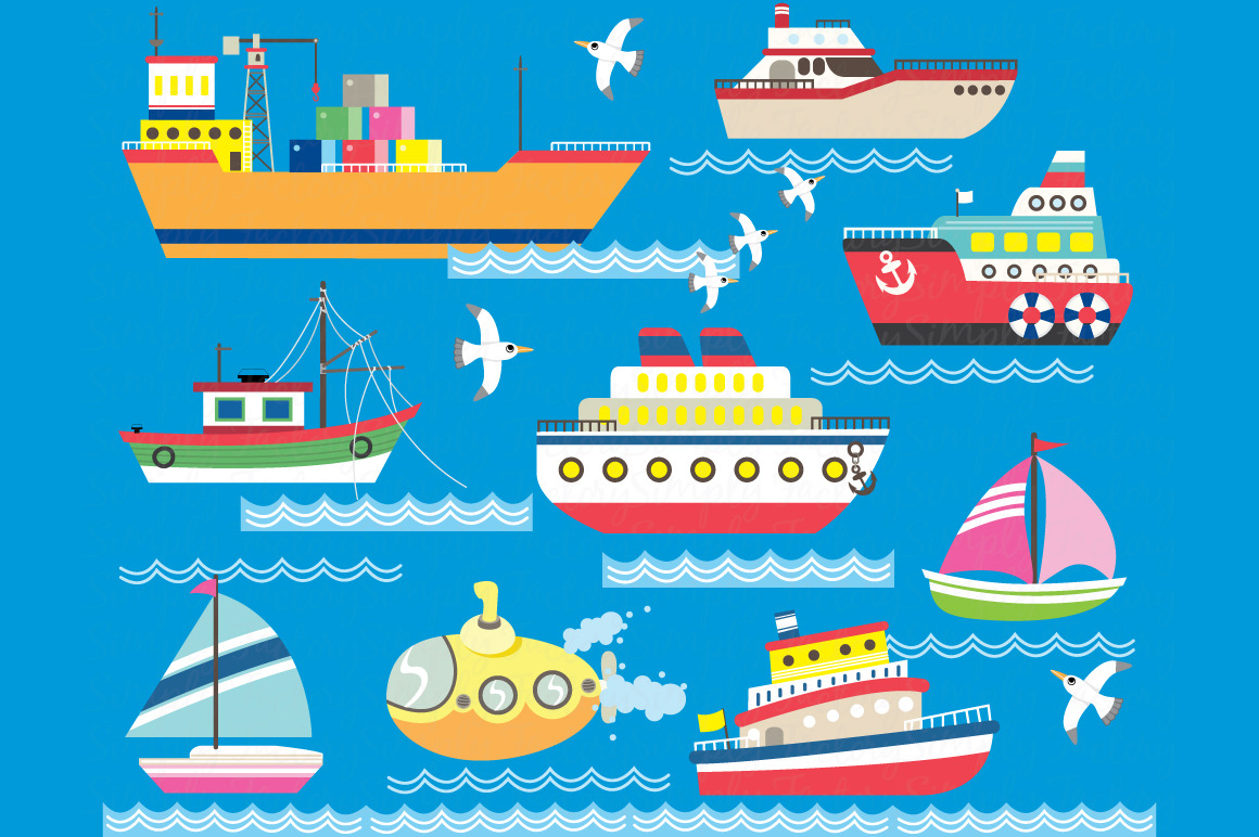 Cute Sea Transportation Collection, a Transportation Illustration by ...