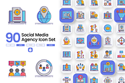 90 Social Media Agency Icons, an Outline Icon by Flat Icons
