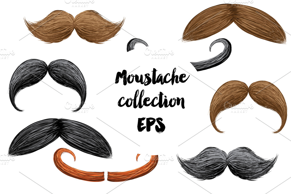 Stylish moustache vector set, an Illustration by alexandra.dzh