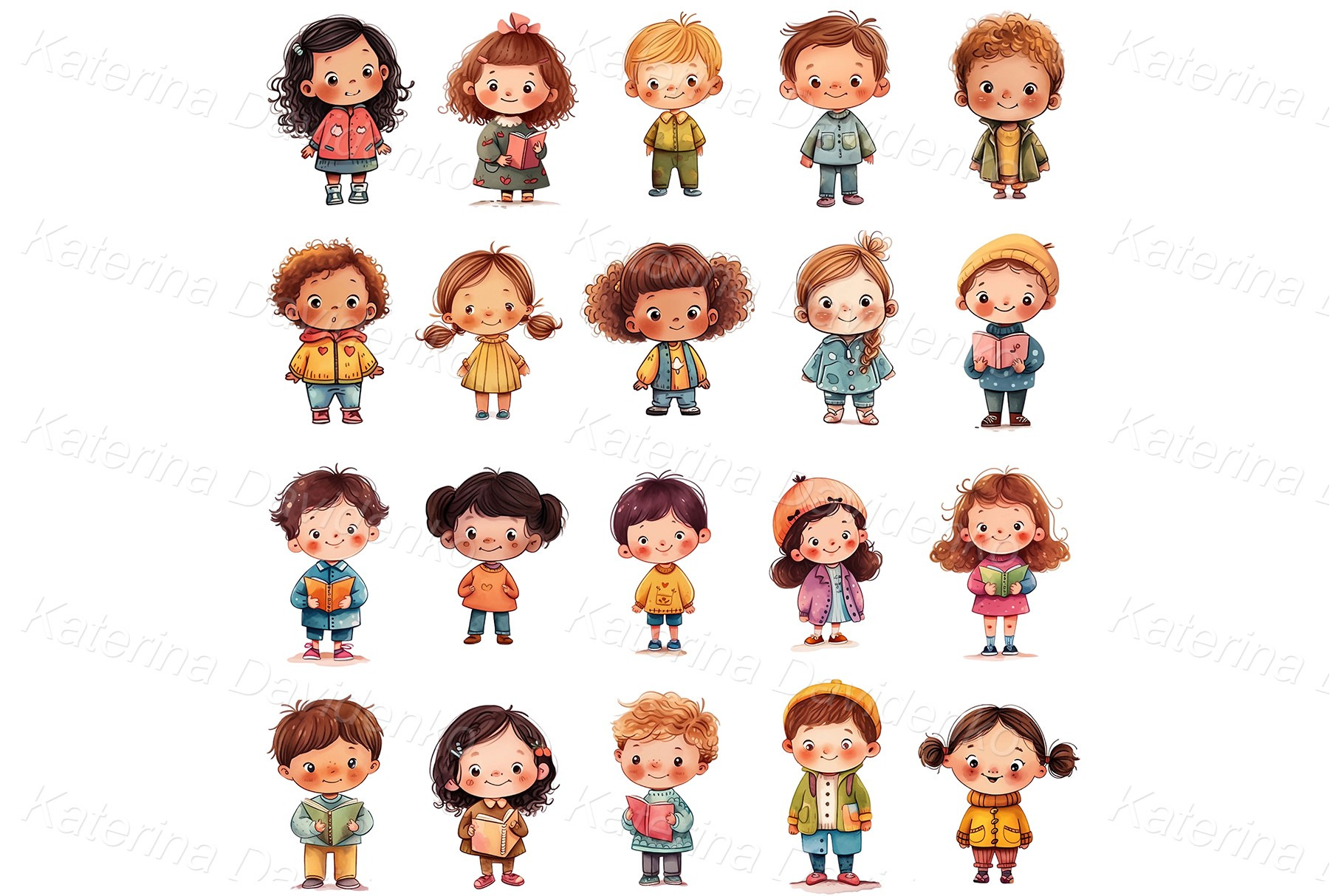Cartoon Children Isolated Characters, a Person Illustration by Bubert Art