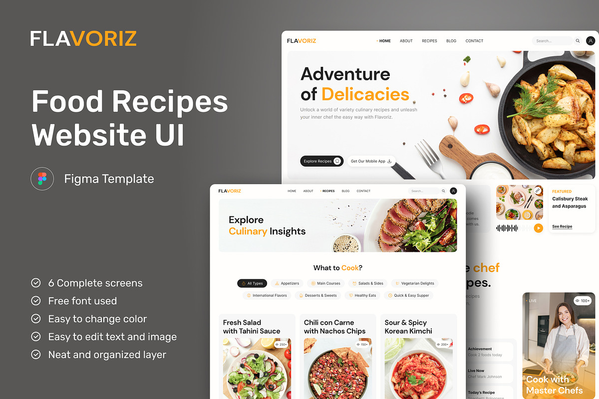 Flavoriz - Food Recipes Website, an UI Kit Template by peterdraw ...