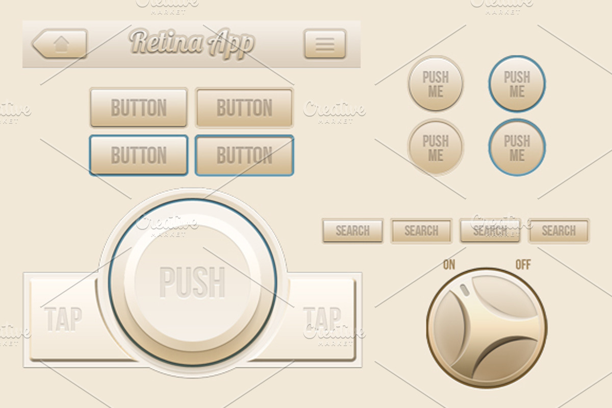 CreamUI - mobile interface kit, an UI Kit Template by Picseel