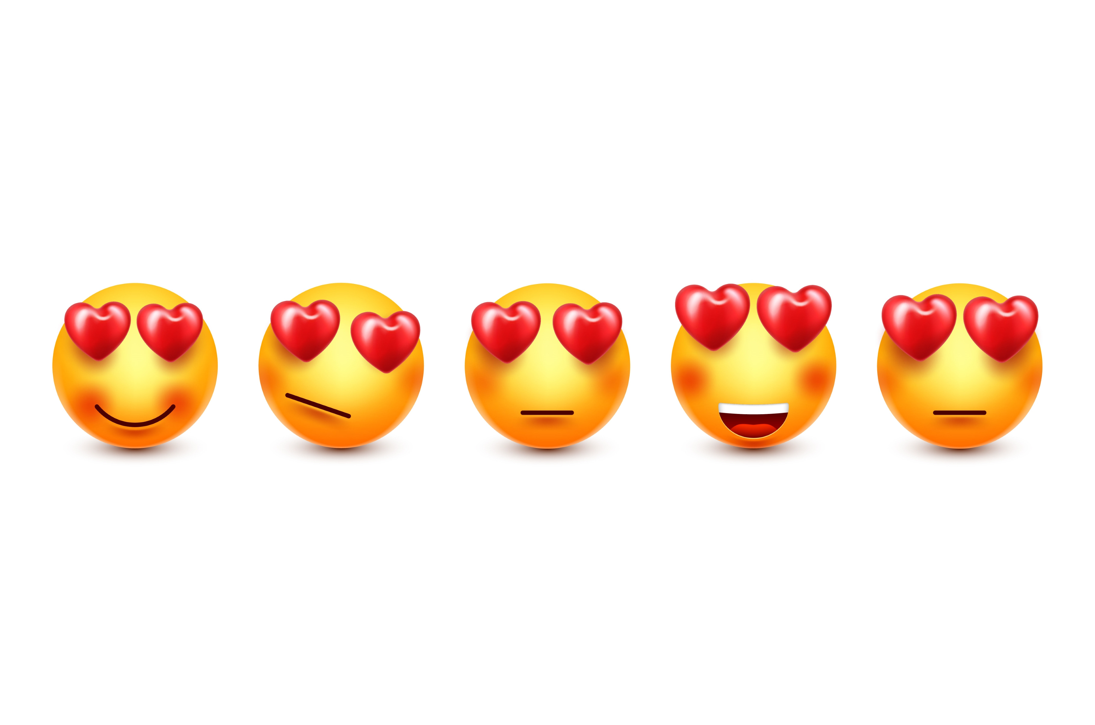Cartoon emoji with hearts, emoticons, an Object Graphic by 32pixels ...