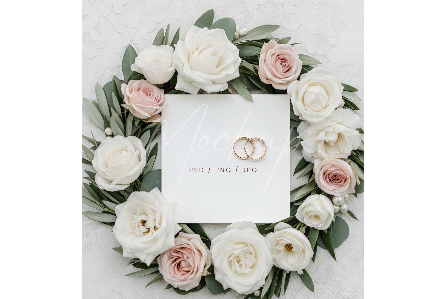 Square Card Mockup Lace Wedding, a Product Mockup by TatiMockup