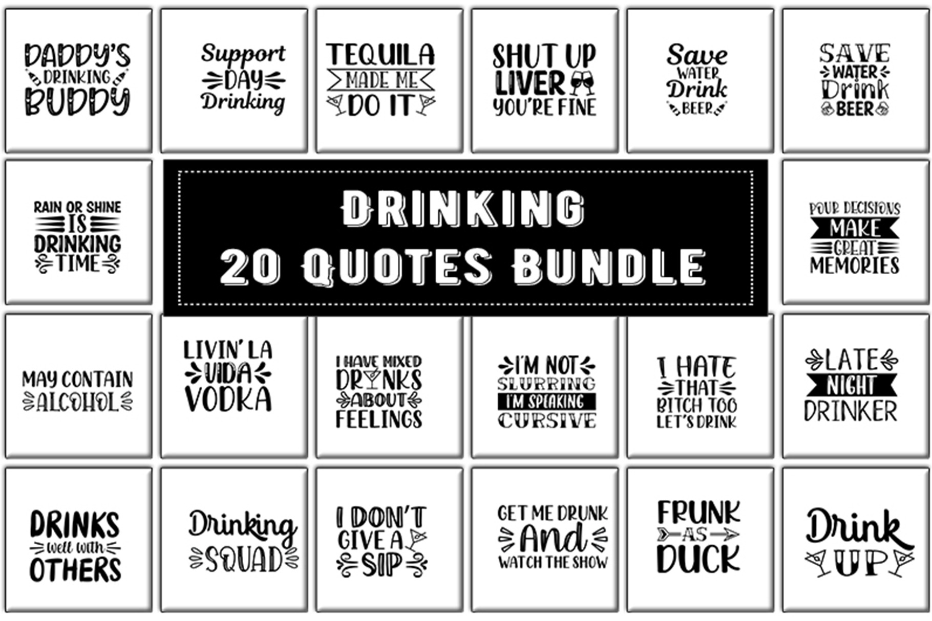Drinking 20 Quotes Bundle | Creative Market