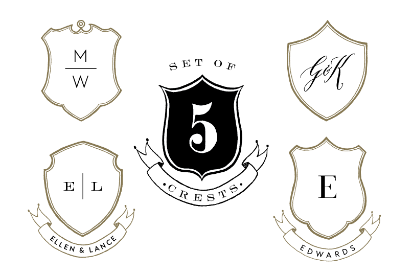 5 Hand Drawn Crests | Illustrations ~ Creative Market