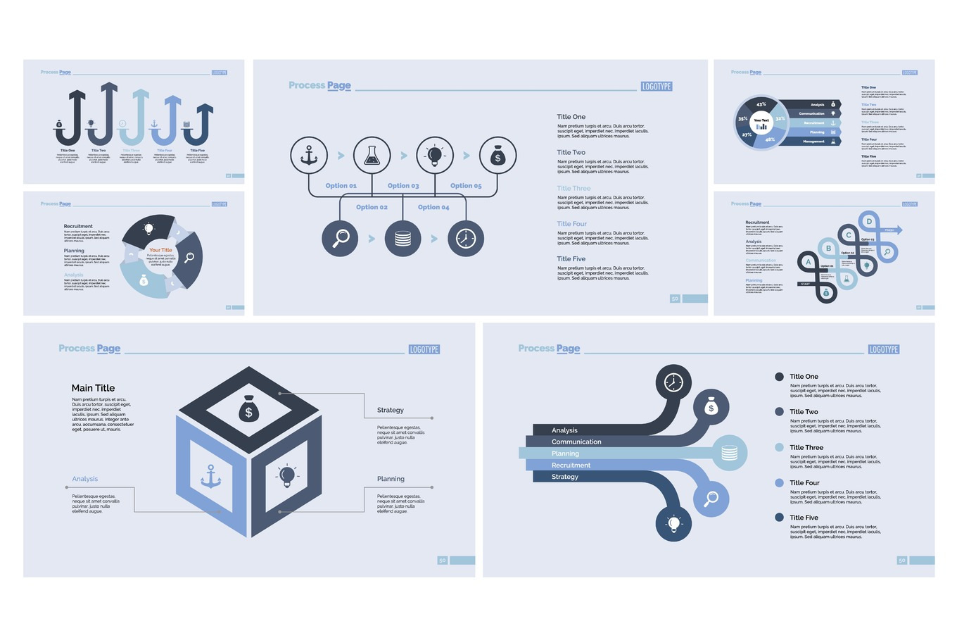 Seven Training Slide Templates Set, a Work Illustration by SurfsUpVector