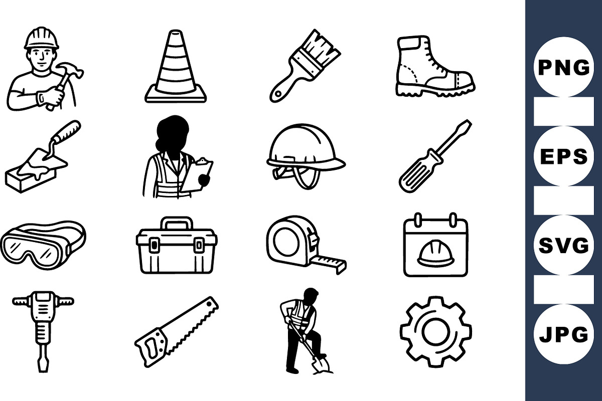 Construction Work Tools Icon Set for, an Illustration by designvectx