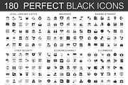 180 Black classic icons, an Outline Icon by Lemberg Vector