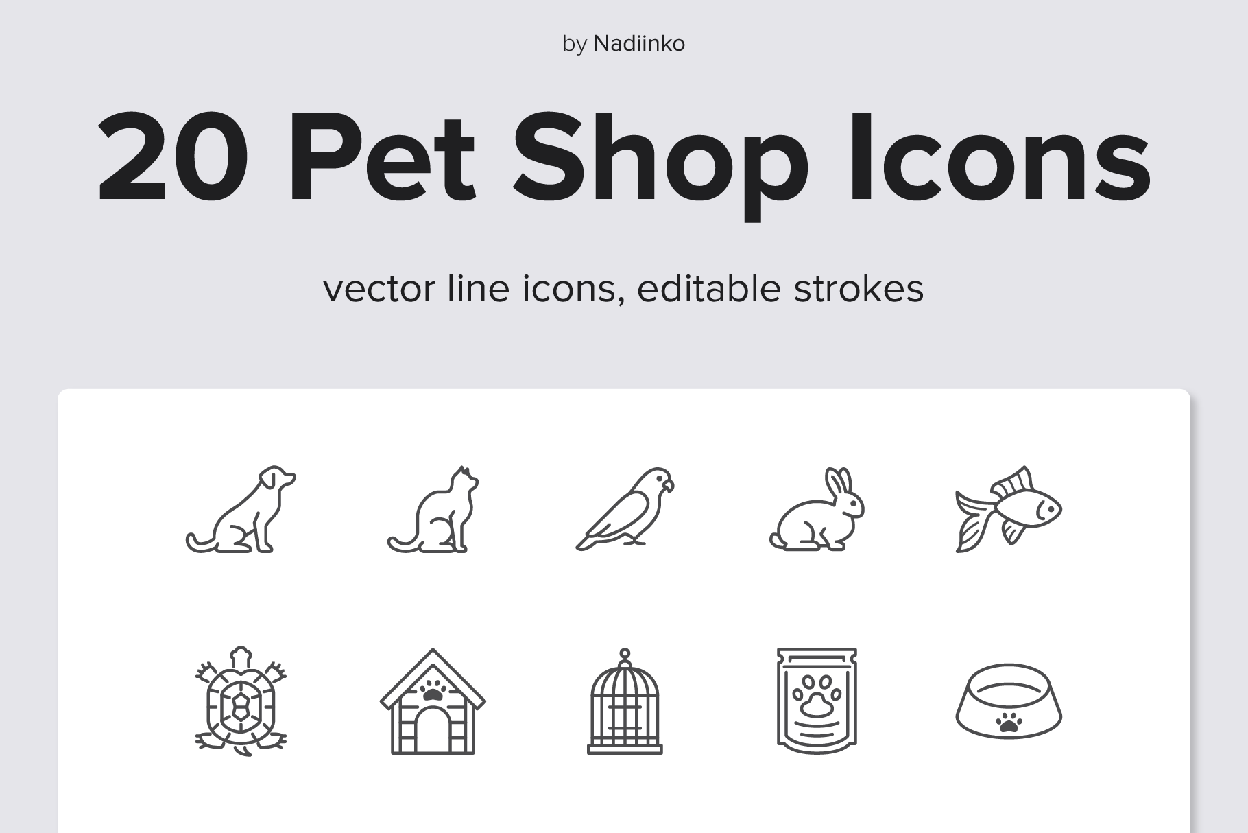 Pet Shop Line Icons, an Outline Icon by Nadiinko