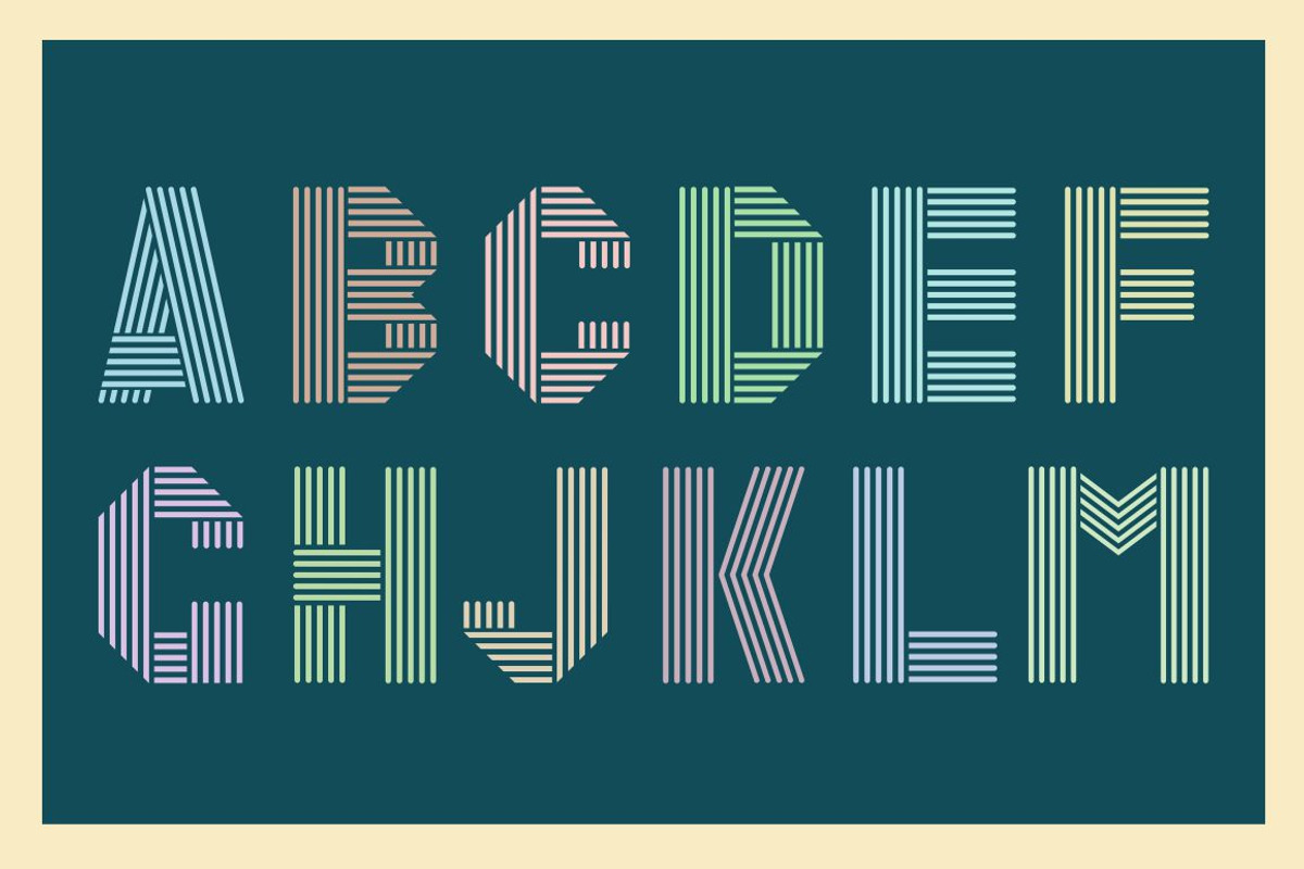 Striped retro font, a Decorative Illustration by Pgmart