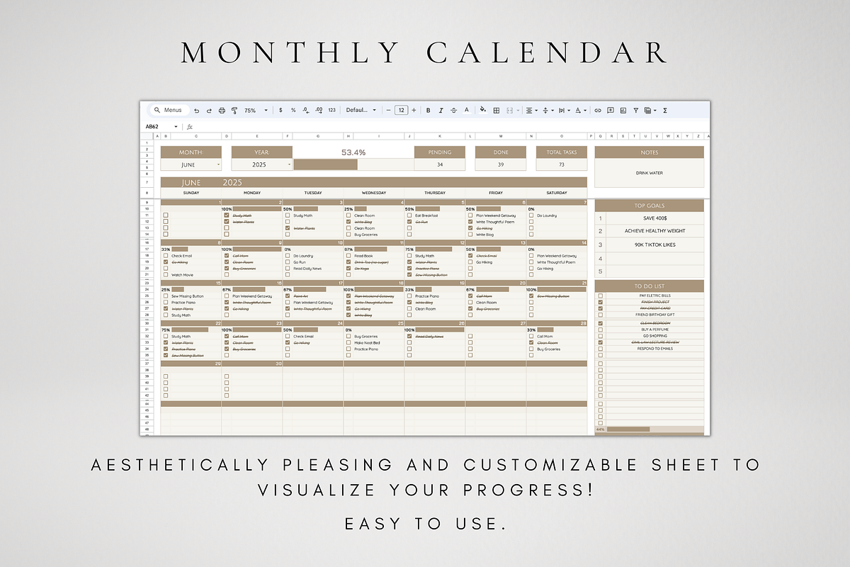 Google Sheets Monthly Calendar 2024, a Templates & Theme by BRANDcontent