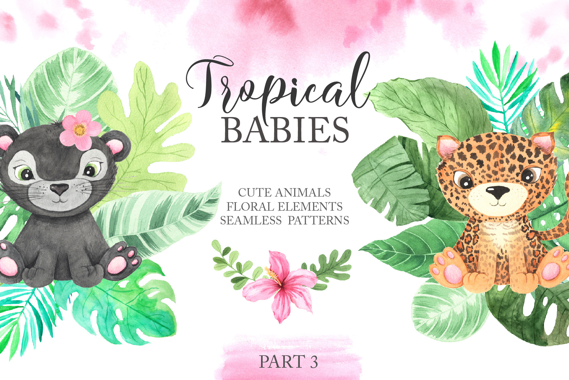 Watercolor Tropical Babies Set 3, a Background Graphic by ...