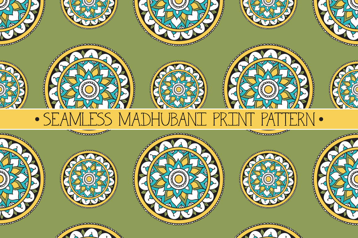 Seamless Madhubani Print Pattern Vector