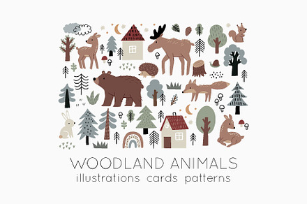 Woodland Forest Animals Clipart Set | Animal Illustrations ~ Creative ...