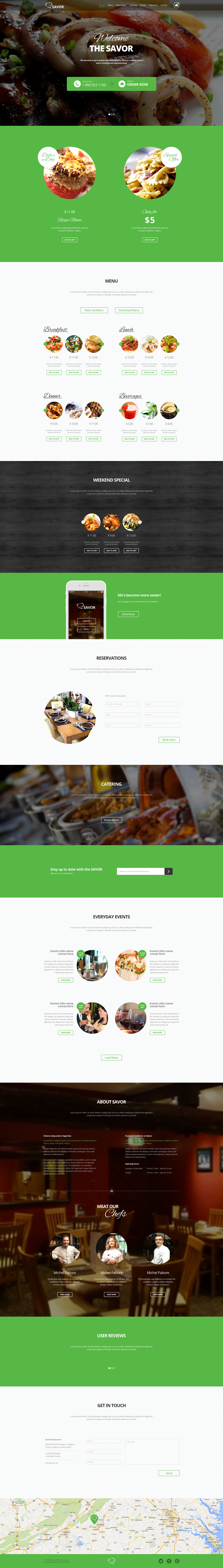 Savor-One Page Restaurant Theme, a Landing Page Template by Flying Machine