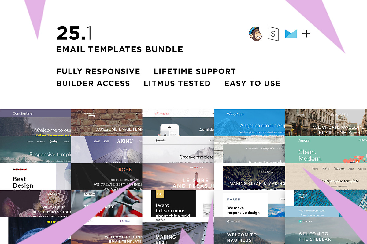 25 Email templates bundle + Builder, an Email Template by ThemesCode