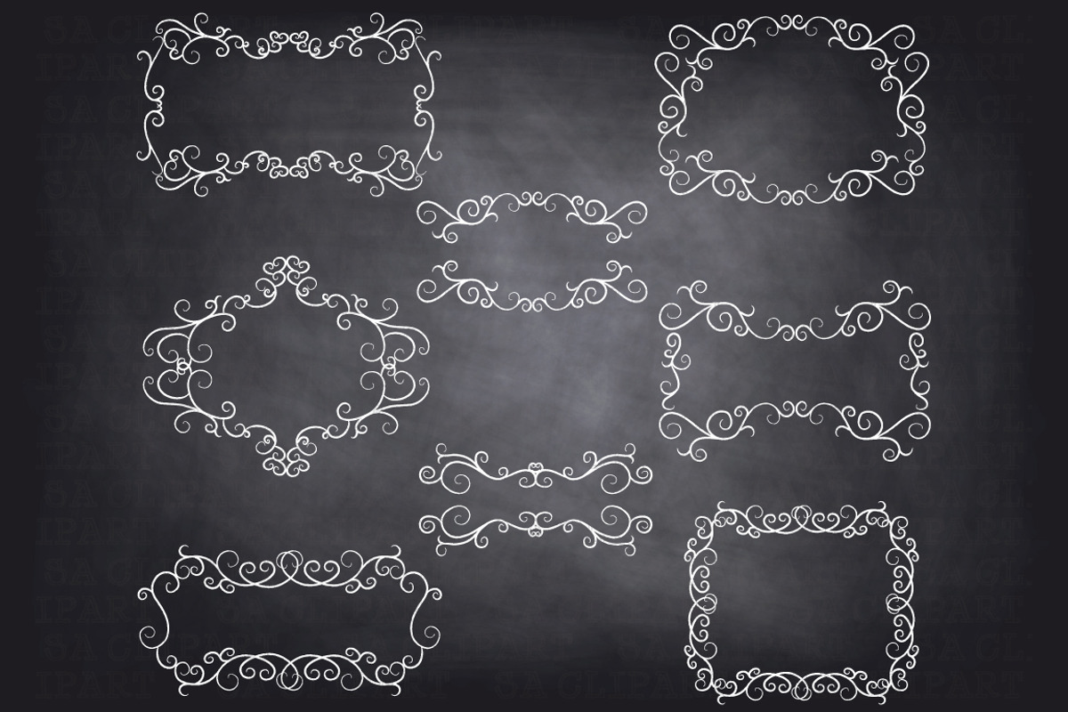 Chalkboard Flourish Swirl Frame, an Illustration by SA ClipArt