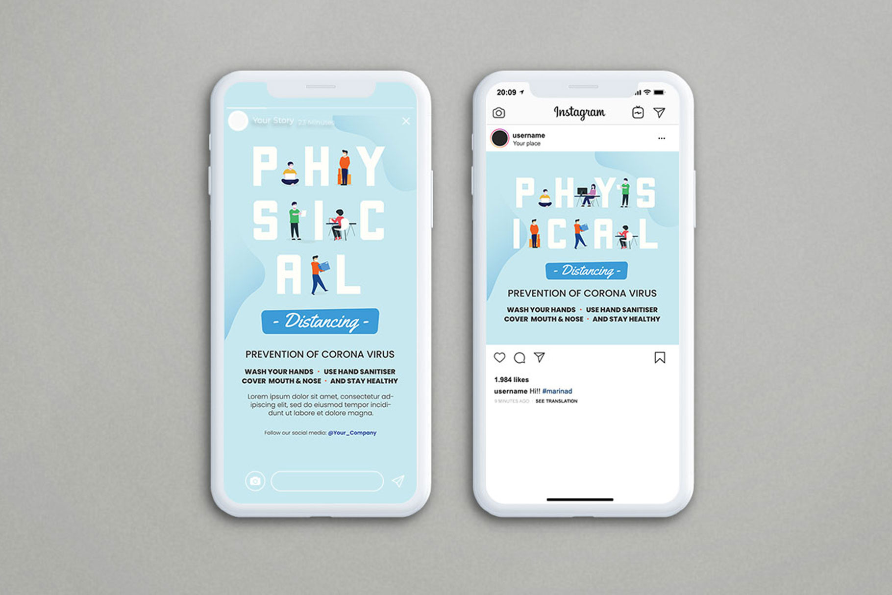 Physical Distancing Social Media, a Social Media Template by Graphr