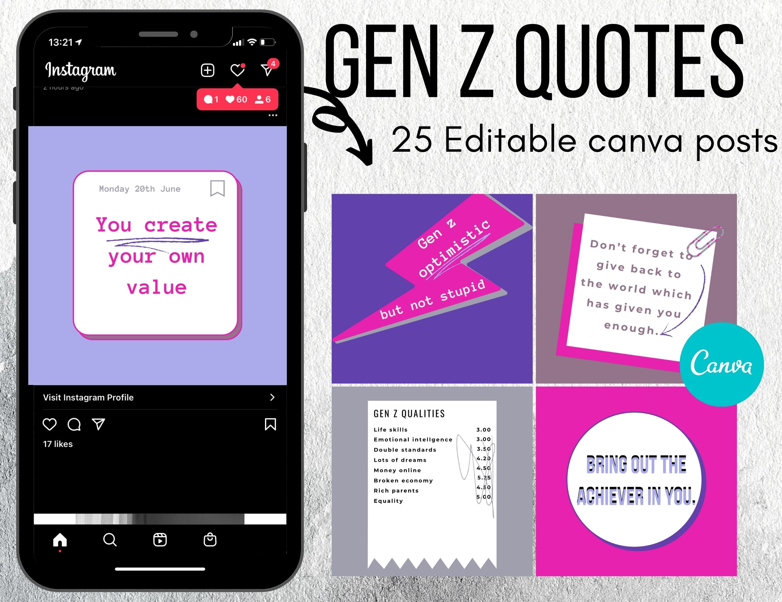 25 Gen z fun and engaging quotes, a Social Media Template by Millennial ...