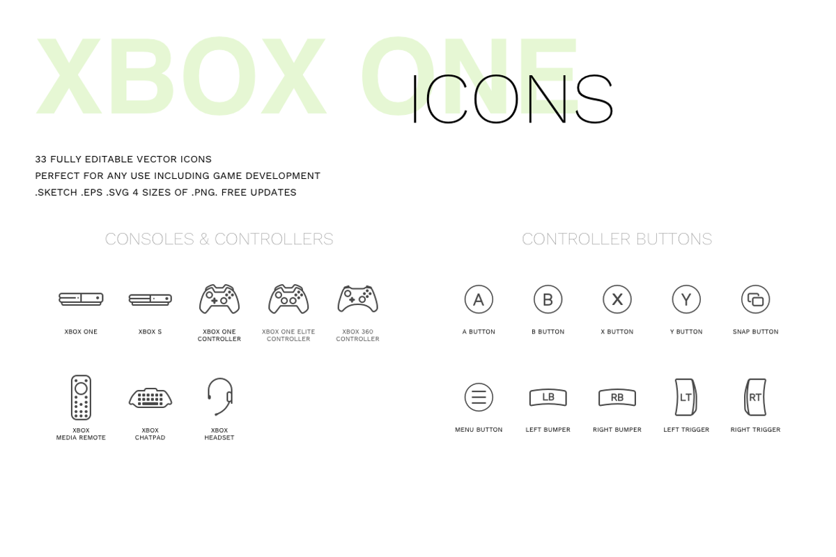 Xbox Icon Set, an Outline Icon by Sweet Design, Man!