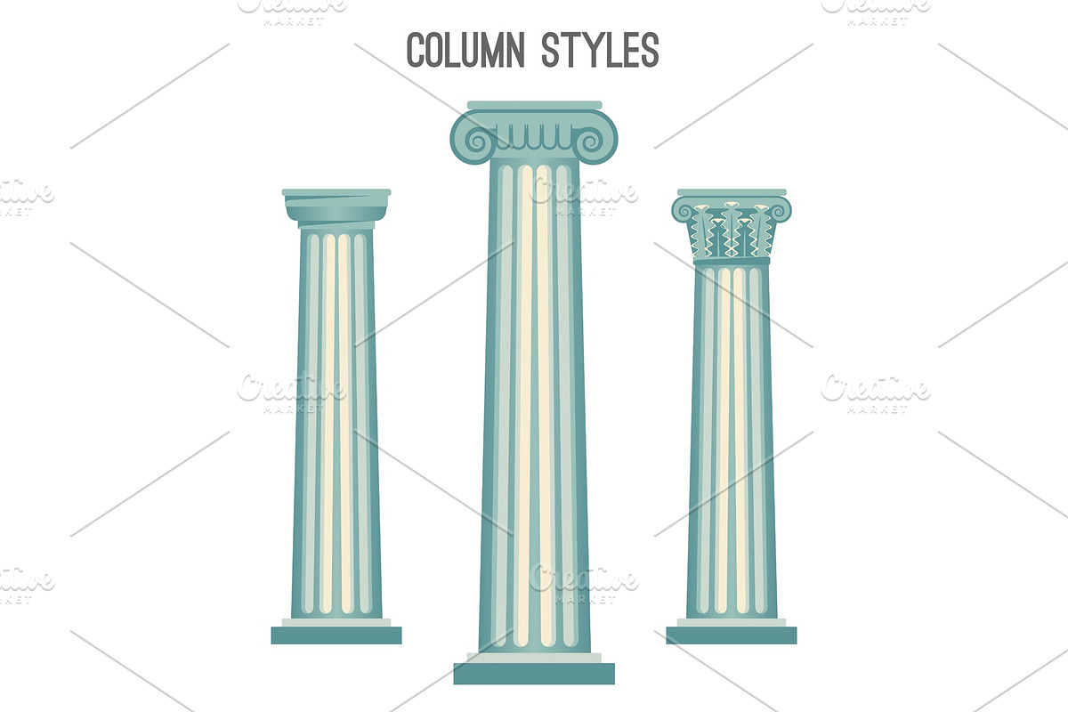 Column styles set from elegant ancient architecture traditions, a ...