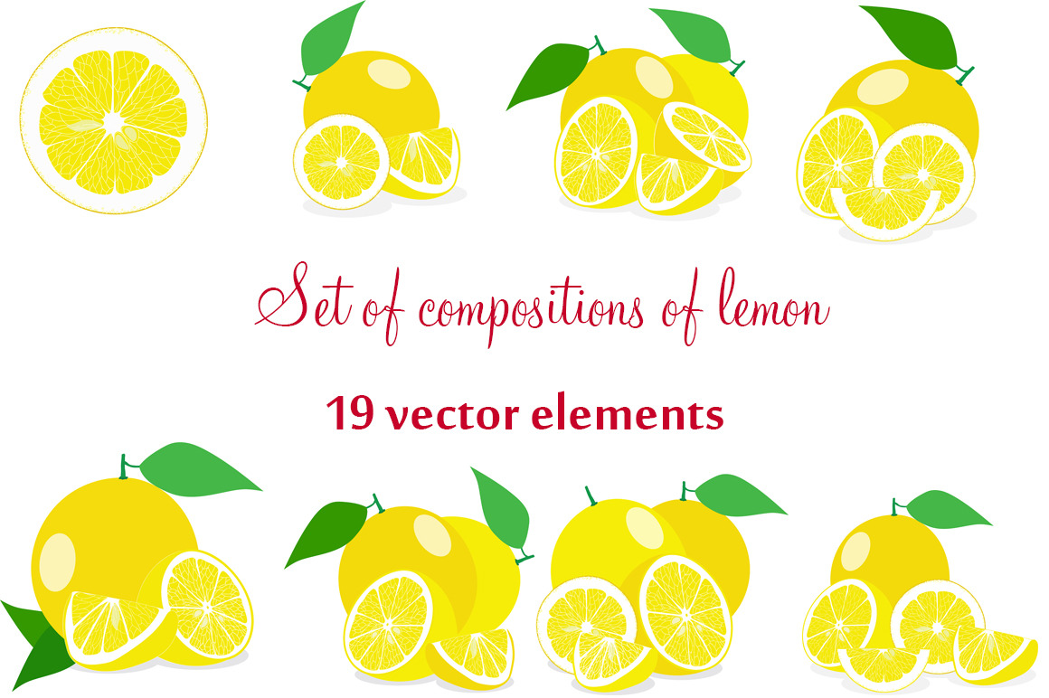 Set of compositions of lemon, an Object Graphic by Orangepencil